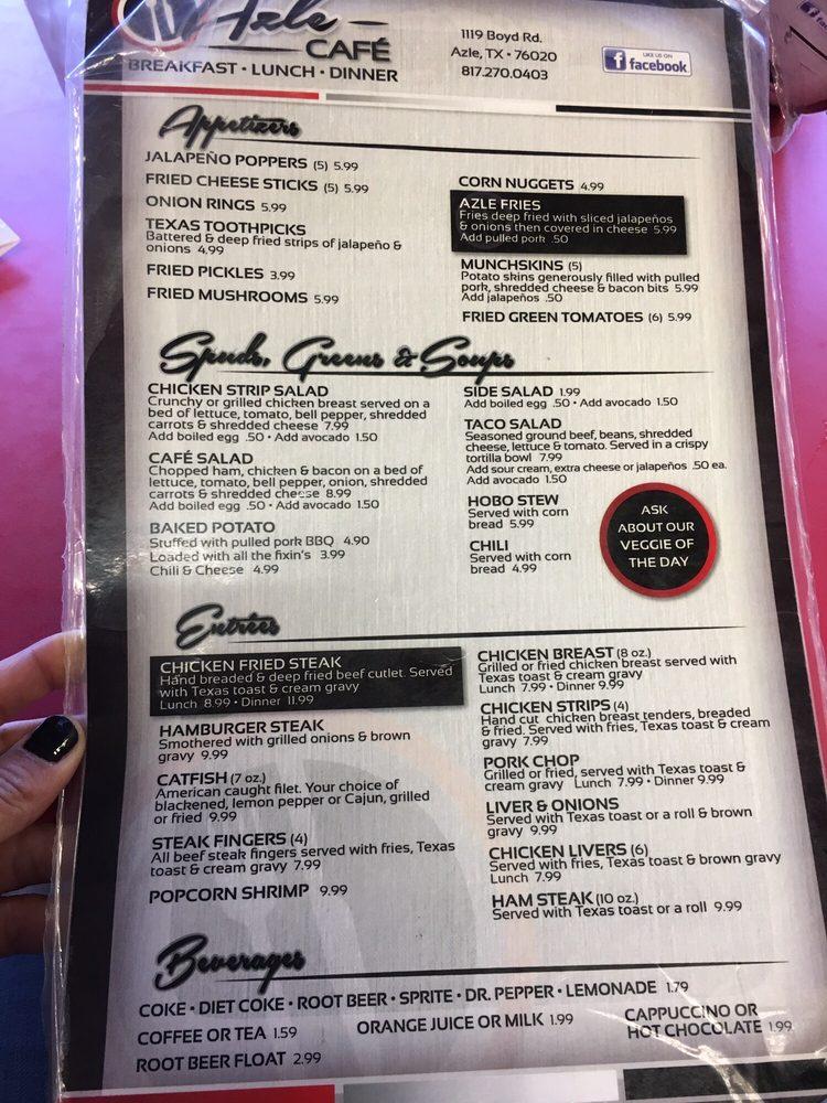 Menu at Azle Cafe, Azle
