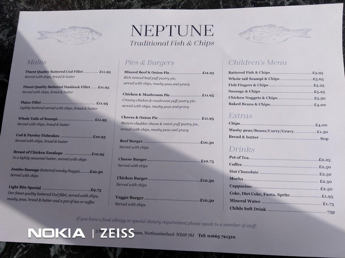 Menu at Neptune Fish Restaurant, Seahouses