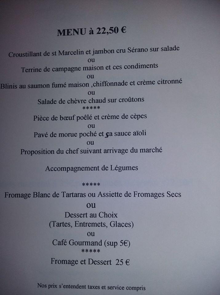 Menu au Le Relais de Bellevue restaurant, Mornant, Bellevue