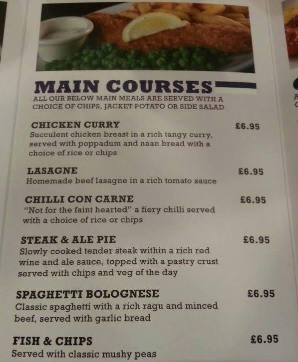 Menu at Stanley Arms pub & bar, Holyhead