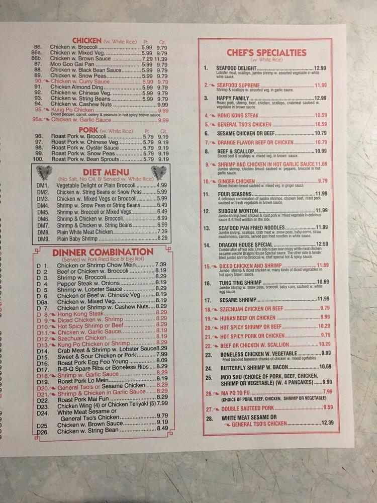 Menu at Dragon House restaurant, Kings Park