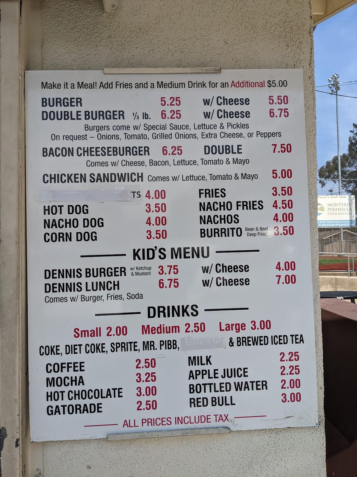 Menu at El Estero Snack Bar, Monterey