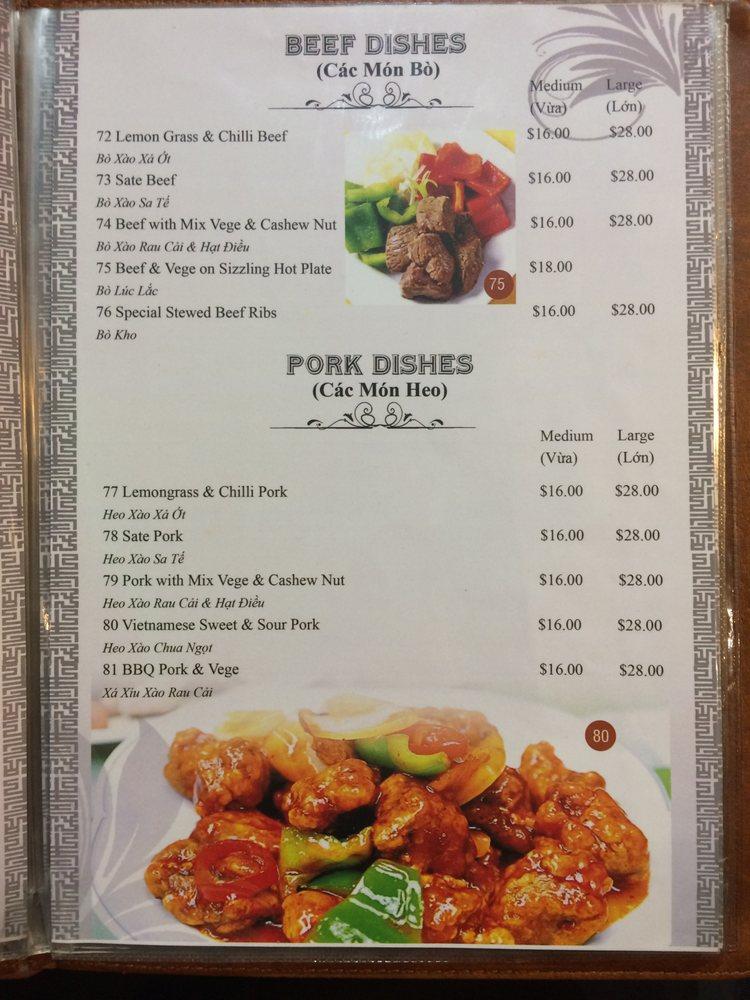 Menu at Hello Vietnam Restaurant, Christchurch
