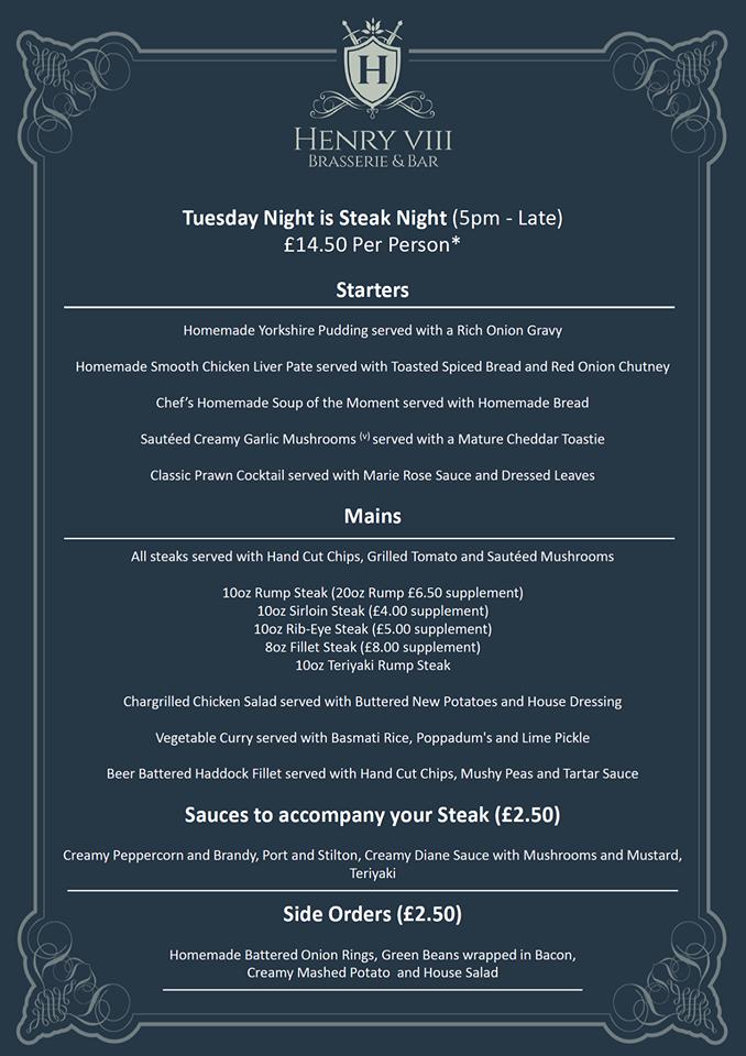 Menu at The Kings Croft Hotel pub & bar, Pontefract
