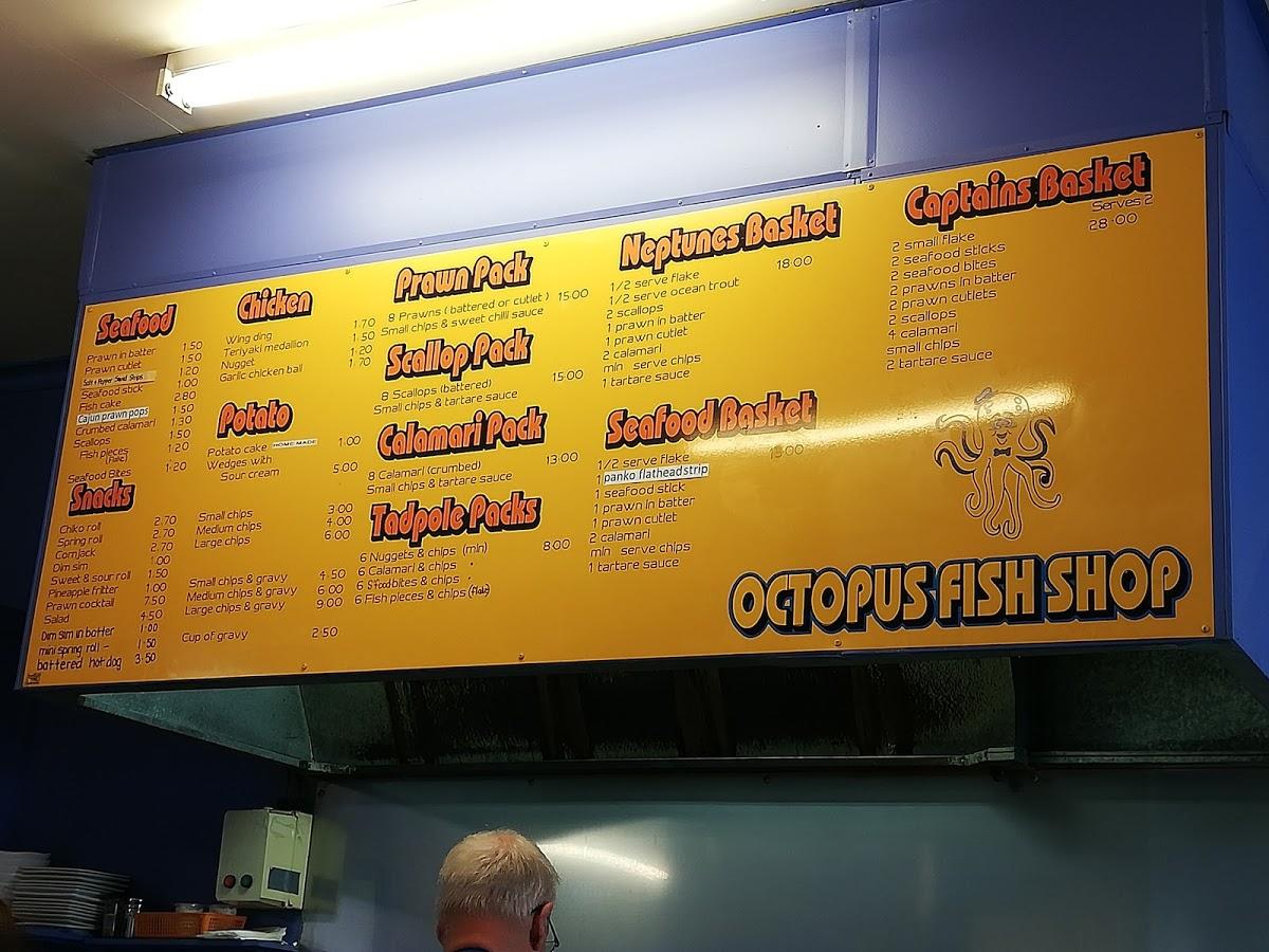 Menu at The Octopus Fish Shop restaurant, Burnie
