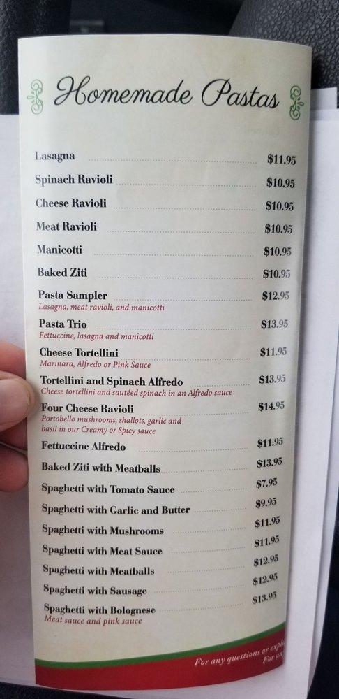 Menu at Pastafina desserts, Cave Springs, E Lowell Ave