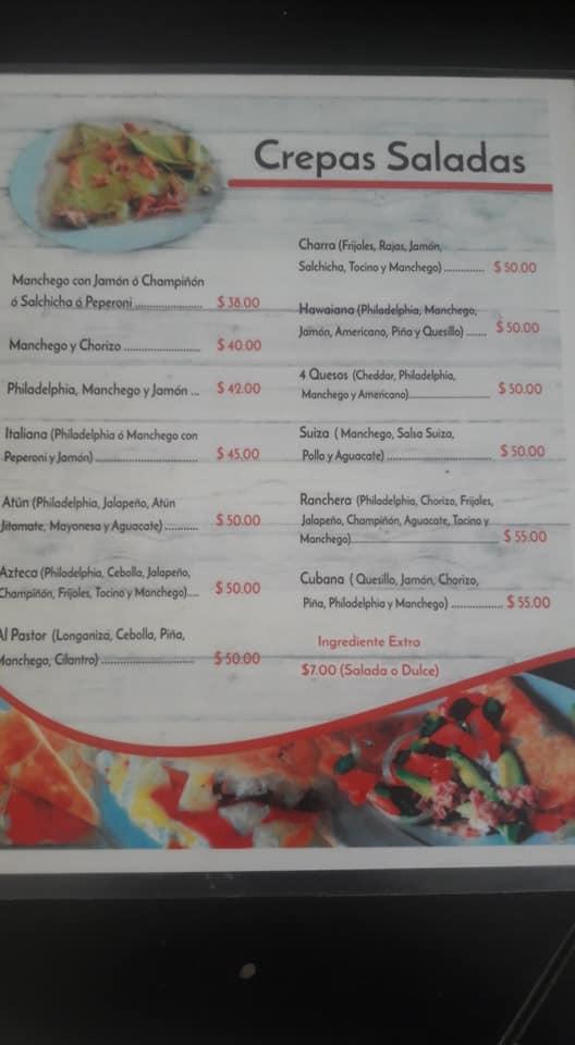 Menu at Bon Ami crepas y helados, Tecamachalco