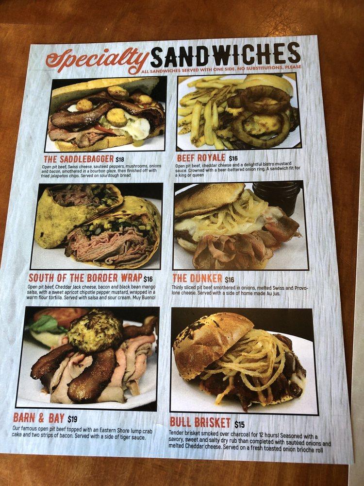 Menu at Bull on the Beach pub & bar, Ocean City, 17 94th St