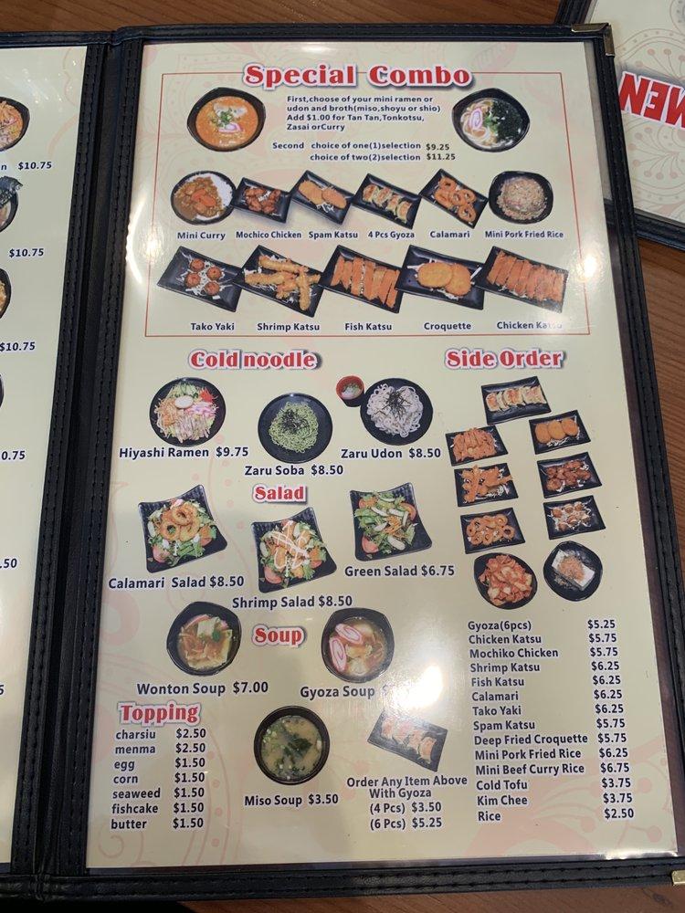 Menu at Daiichi Ramen restaurant, Hilo, 111 E Puainako St