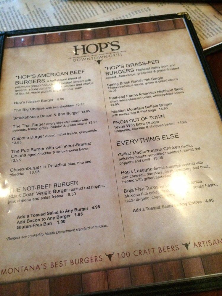 Menu at Hops Downtown Grill pub & bar, Kalispell