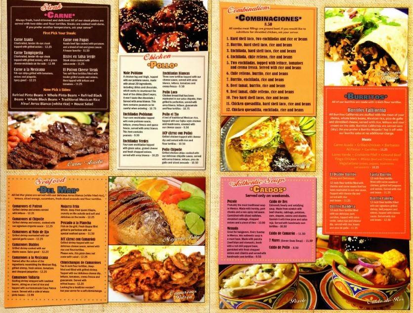 Menu at La Casa Del Patron restaurant, Havelock