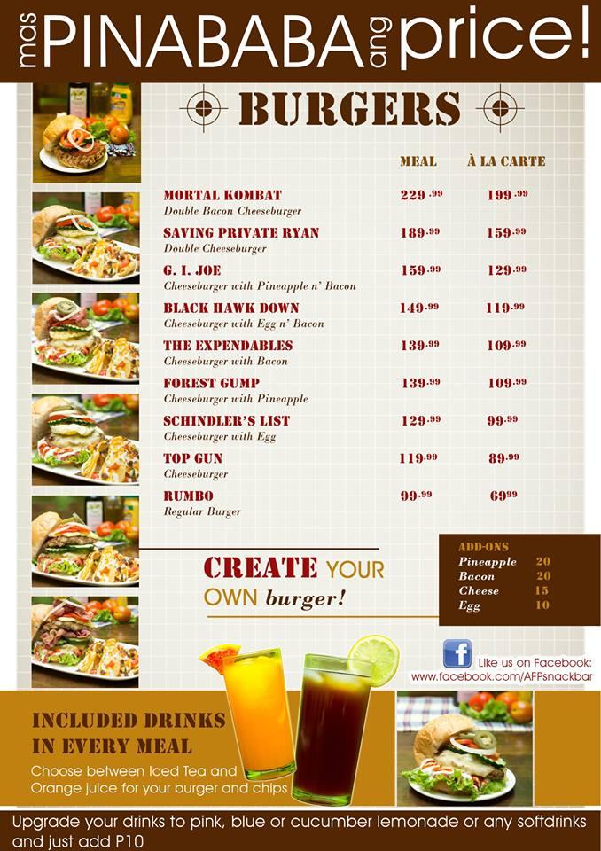 Menu at Austin's Food Place restaurant, Batangas