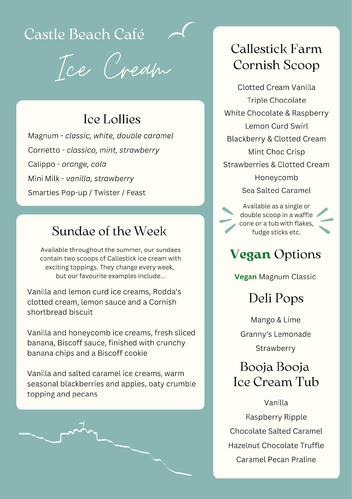 Menu at Castle Beach Café cafe, Falmouth
