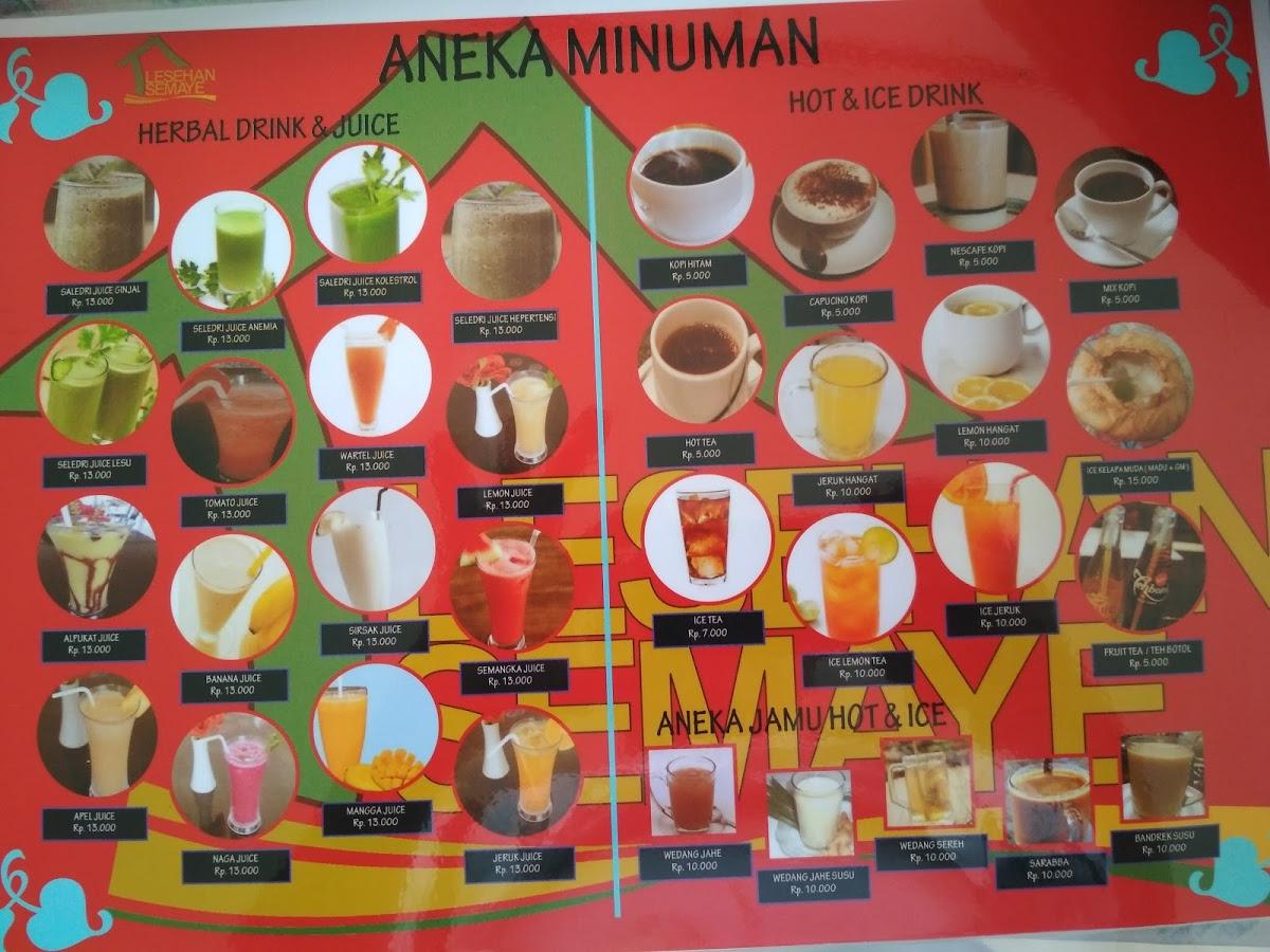 Carta del restaurante LESEHAN DSEMAYE, Mertak Tombok