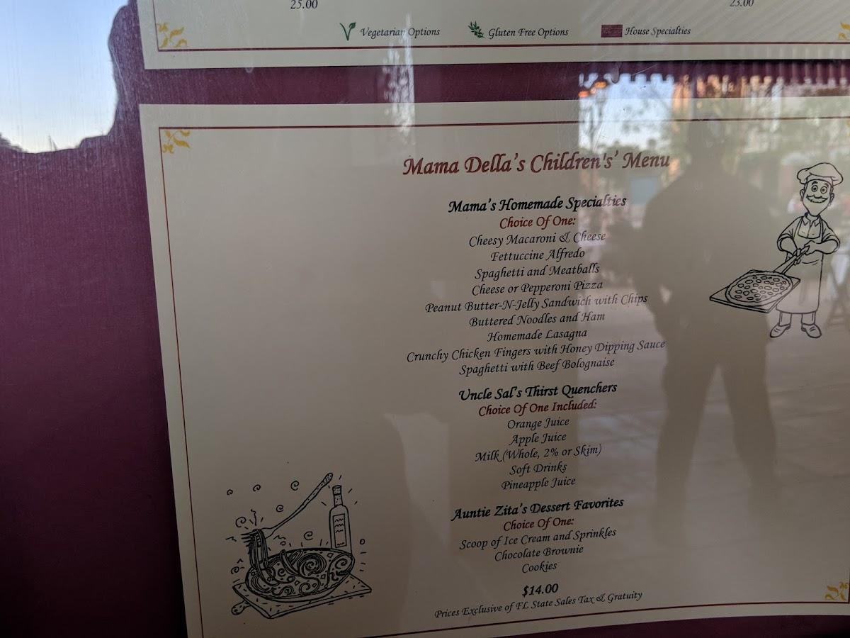 Carta del restaurante Mama Della's Ristorante, Orlando, Universal Blvd