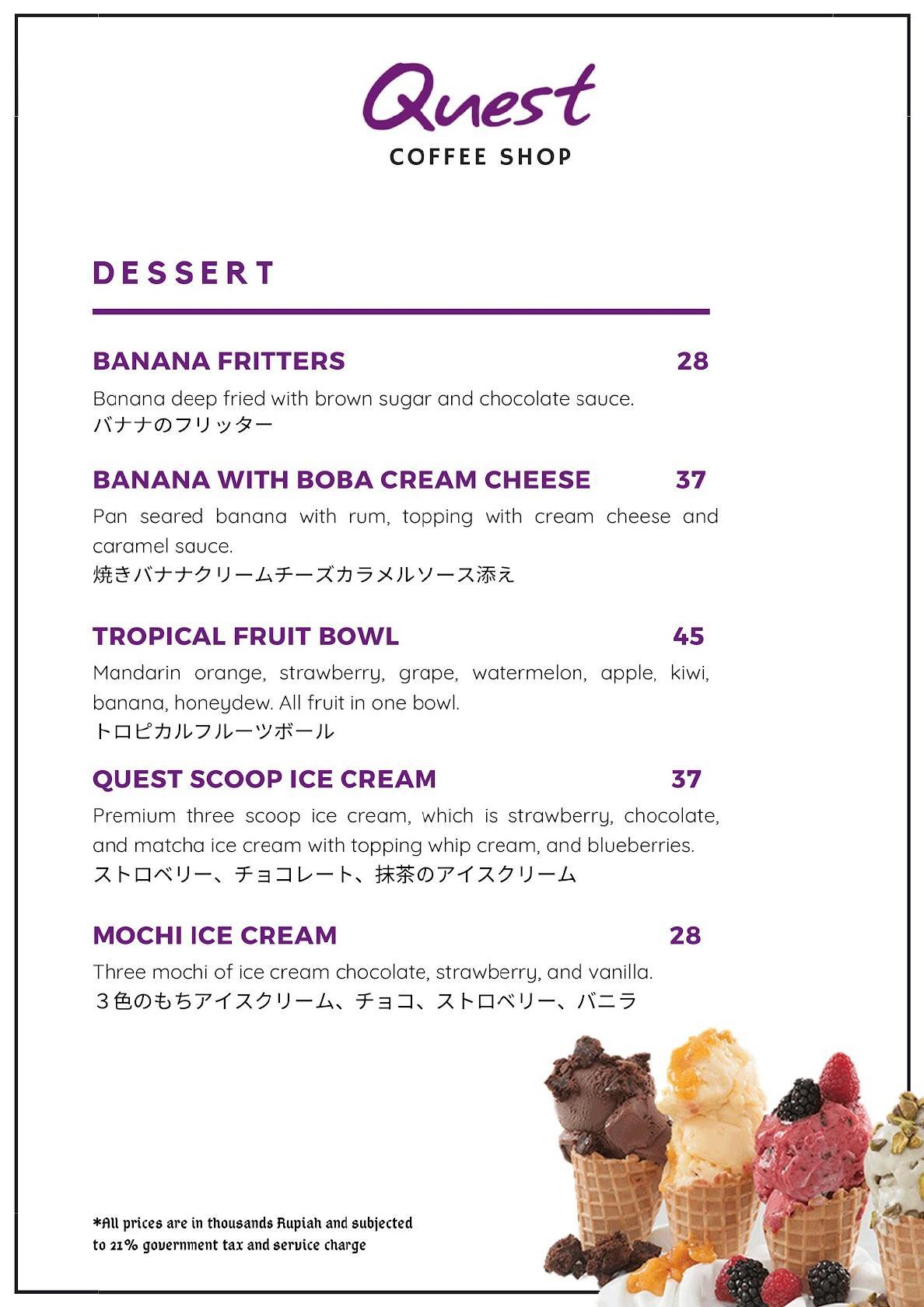 Menu at Quest Hotel Cikarang restaurant, Bekasi Regency
