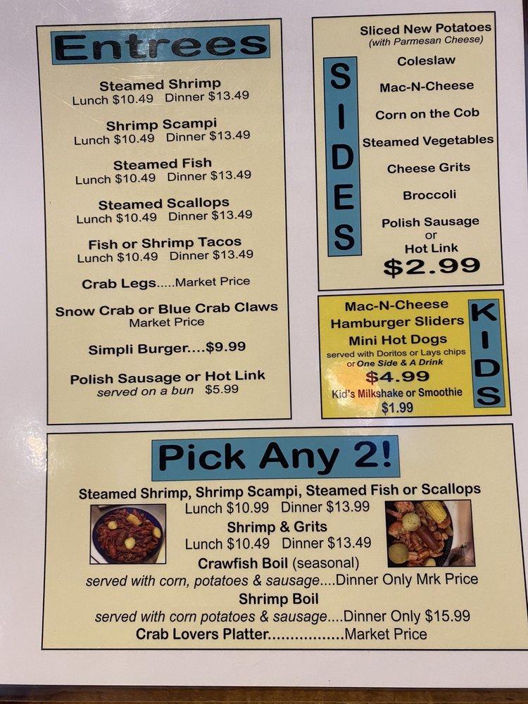 Menu at Simply Seafood Market & Oyster Bar, Lynn Haven