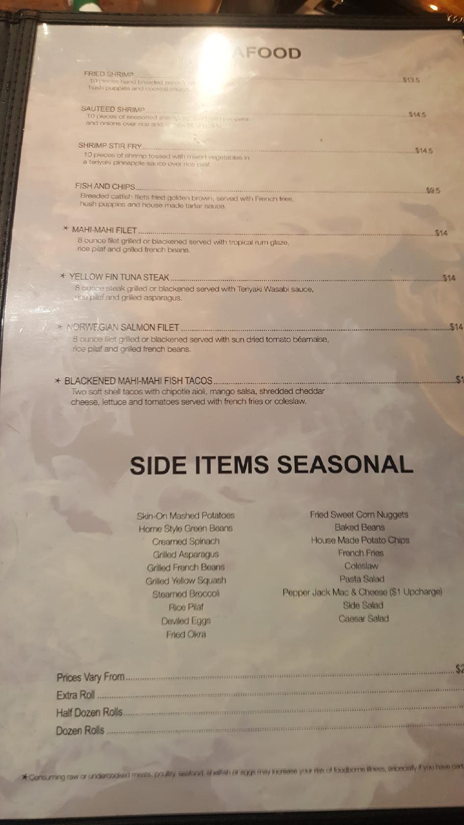 Menu at The Big Chill and Grill pub & bar, Chattanooga