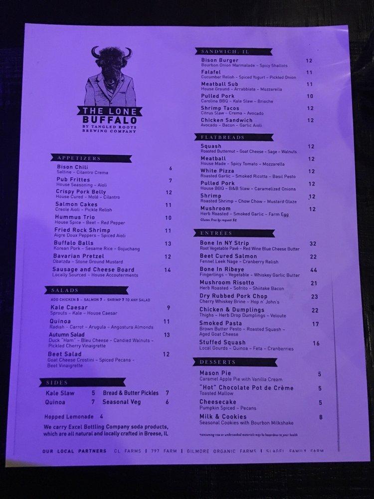 Menu at The Lone Buffalo by Tangled Roots Brewing Company desserts, Ottawa