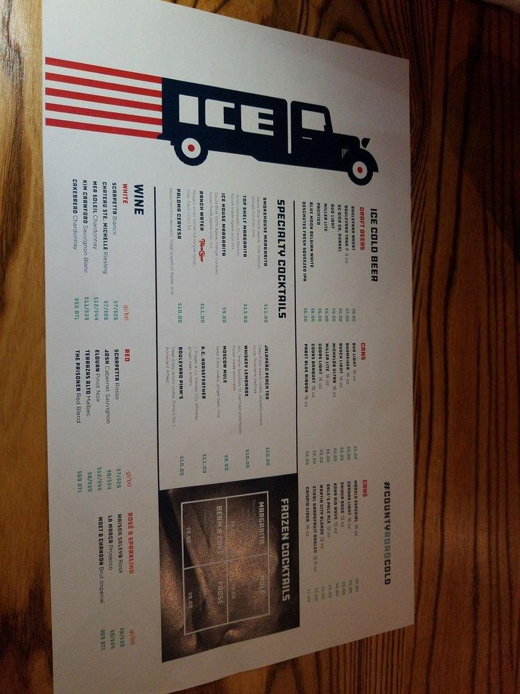 Menu at County Road Ice House pub & bar, Kansas City