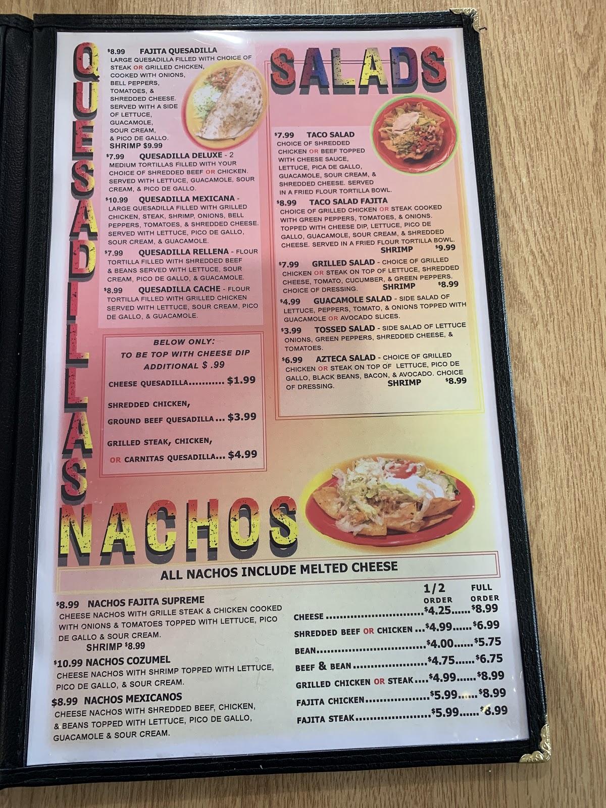 Menu at El Cactus Mexican Restaurant, Taylorville