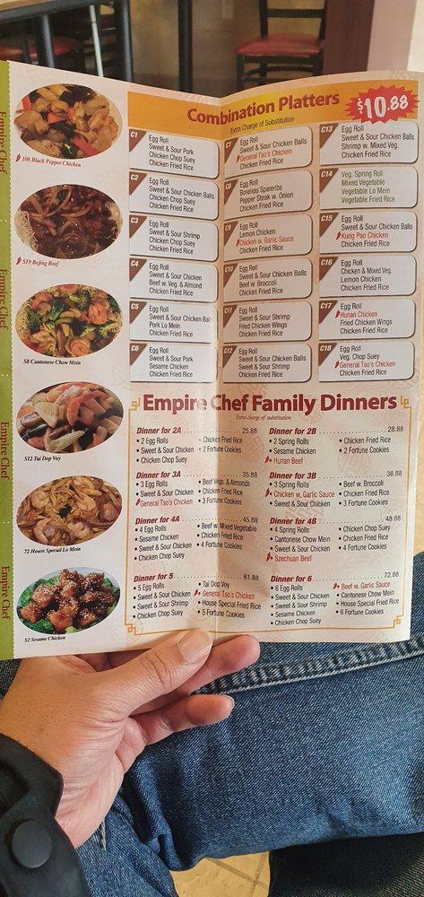 Menu at Empire Chef restaurant, Aurora, Yonge St