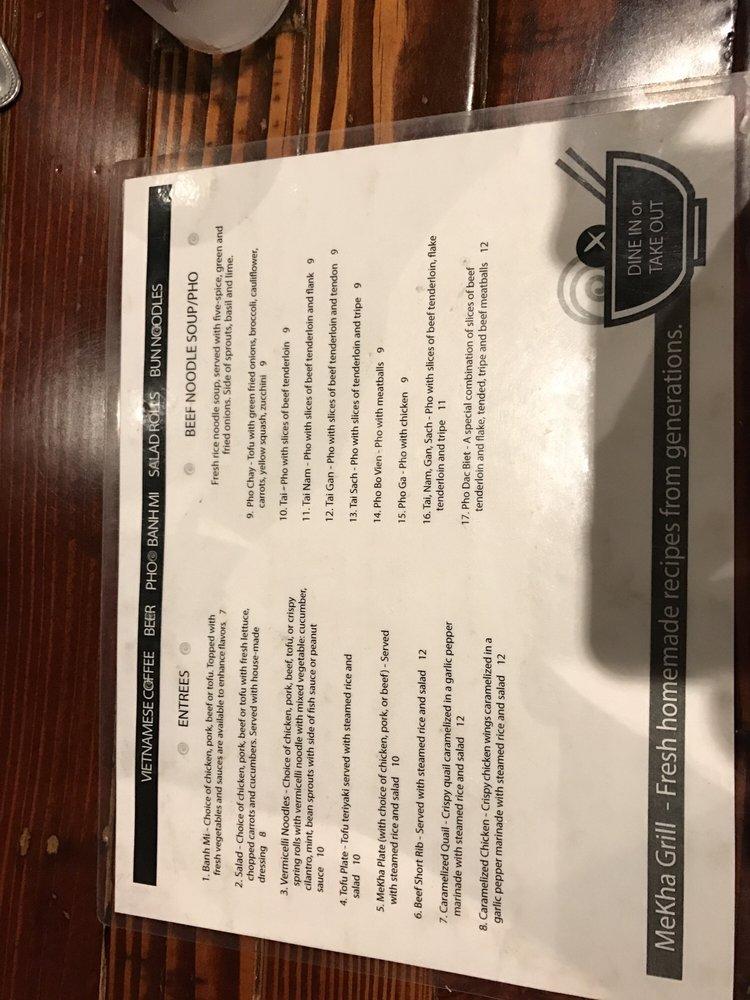 Menu at MeKha Grill restaurant, Portland