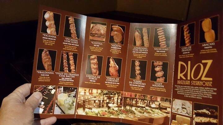 Menu at Rioz Brazilian Steakhouse, Myrtle Beach