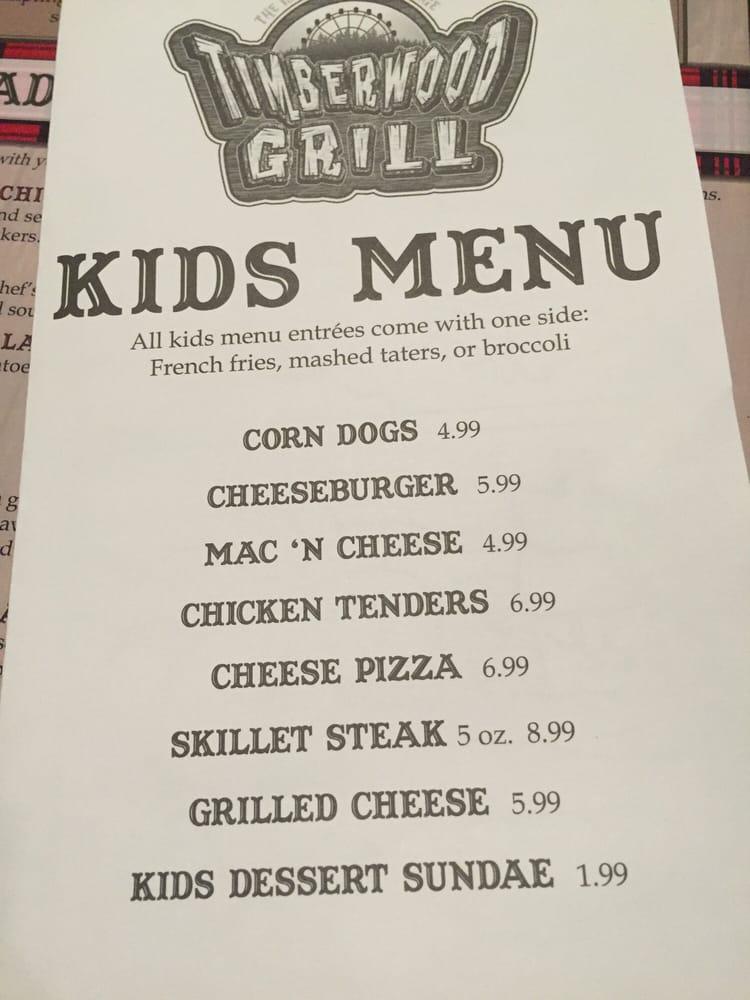Menu at Timberwood Grill pub & bar, Pigeon Forge