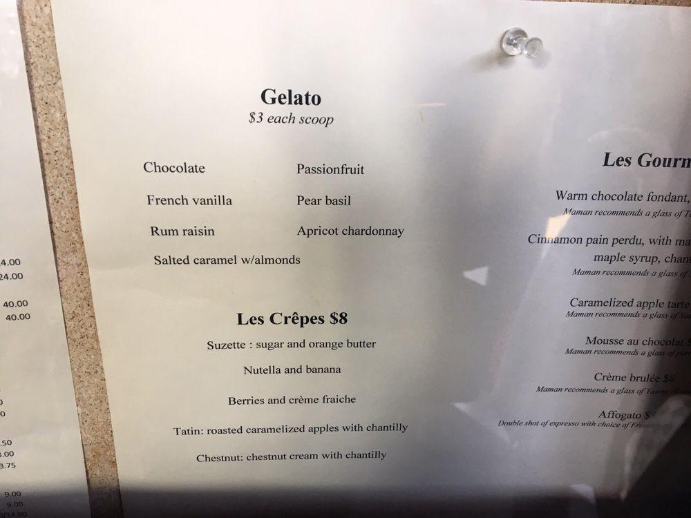 Menu at Chez Maman West restaurant, San Francisco, 401 Gough St