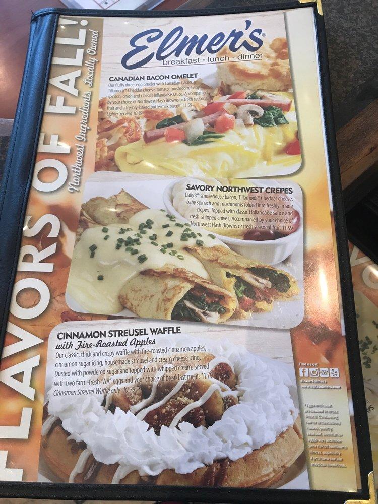 Menu at Elmer's Restaurant, Portland, NE 181st Ave