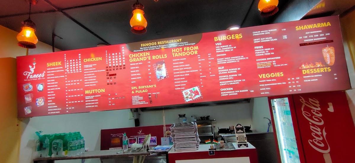 Menu at Fanoos Xpress, Bengaluru, No 8
