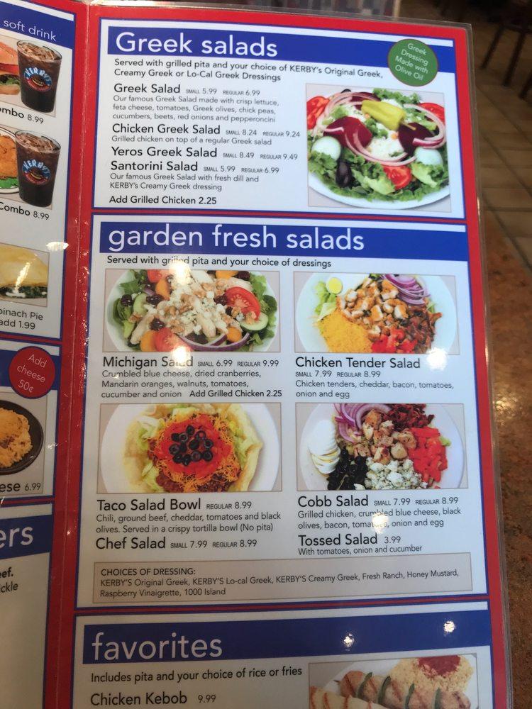 Carta de comida rápida Kerby's Koney Island, Troy, 384 John R Rd