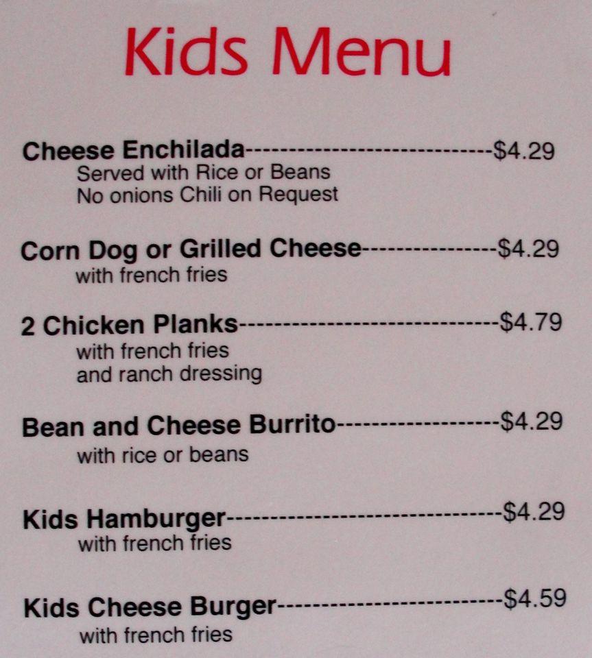 Menu at Papa Jose's Union Cafe, Pueblo