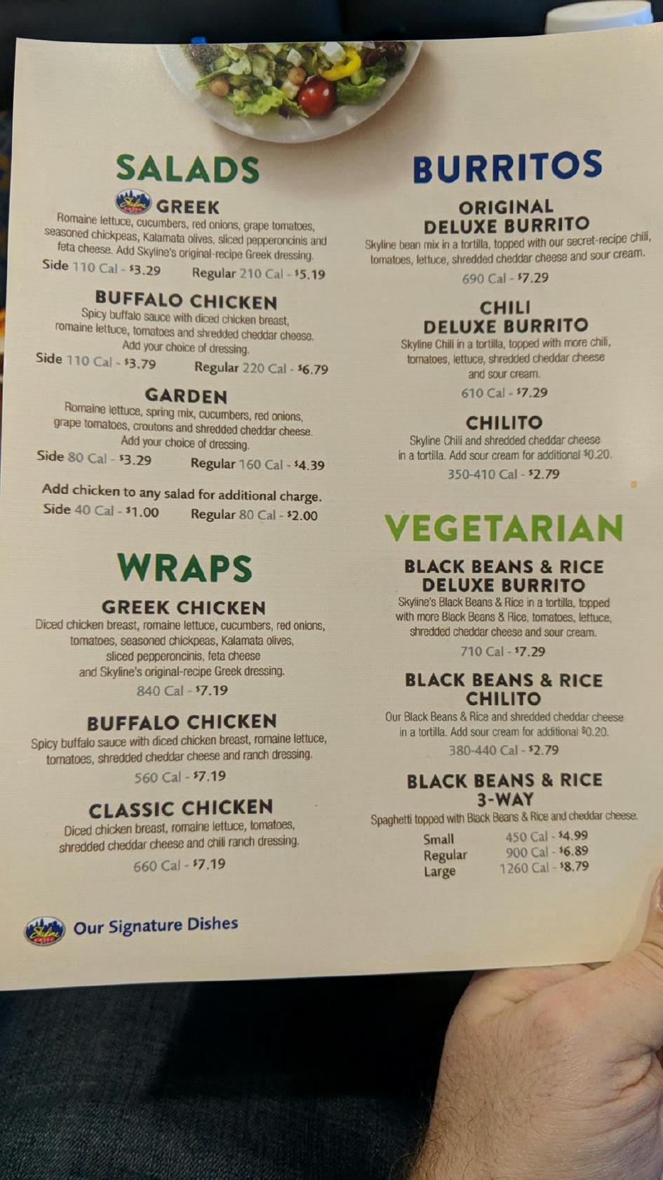 Menu at Skyline Chili desserts, Lexington, Richmond Rd