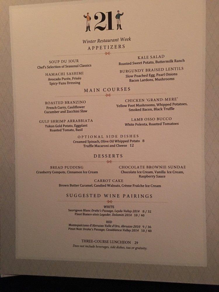 Menu at 21 Club, West New York, 21 W 52nd St