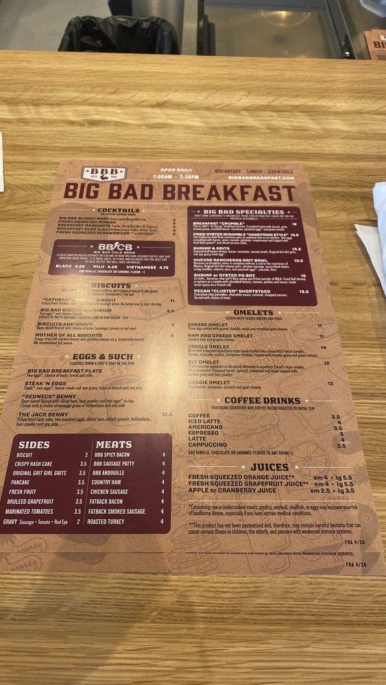 Menu at Big Bad Breakfast - Franklin restaurant, Franklin