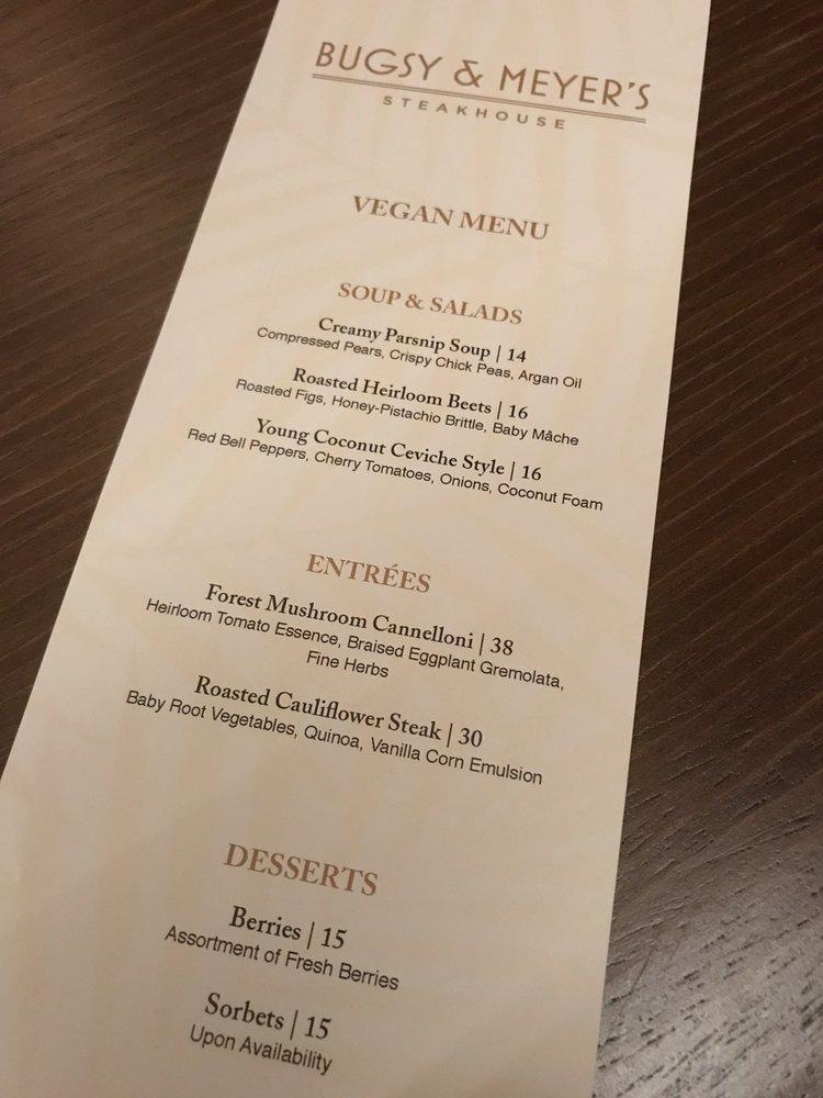 Menu at Bugsy & Meyer's Steakhouse, Las Vegas