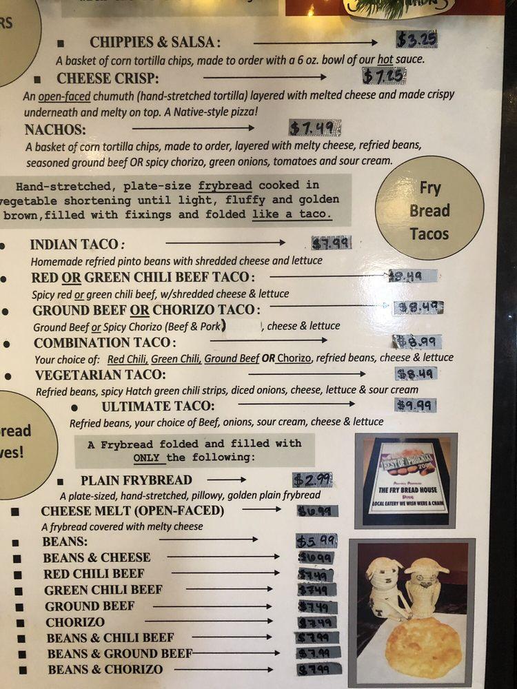 Menu at Fry Bread House restaurant, Phoenix, N 7th Ave