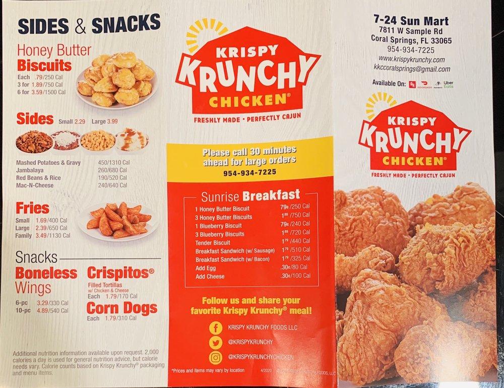 Menu at Krispy Krunchy Chicken fast food, Coral Springs