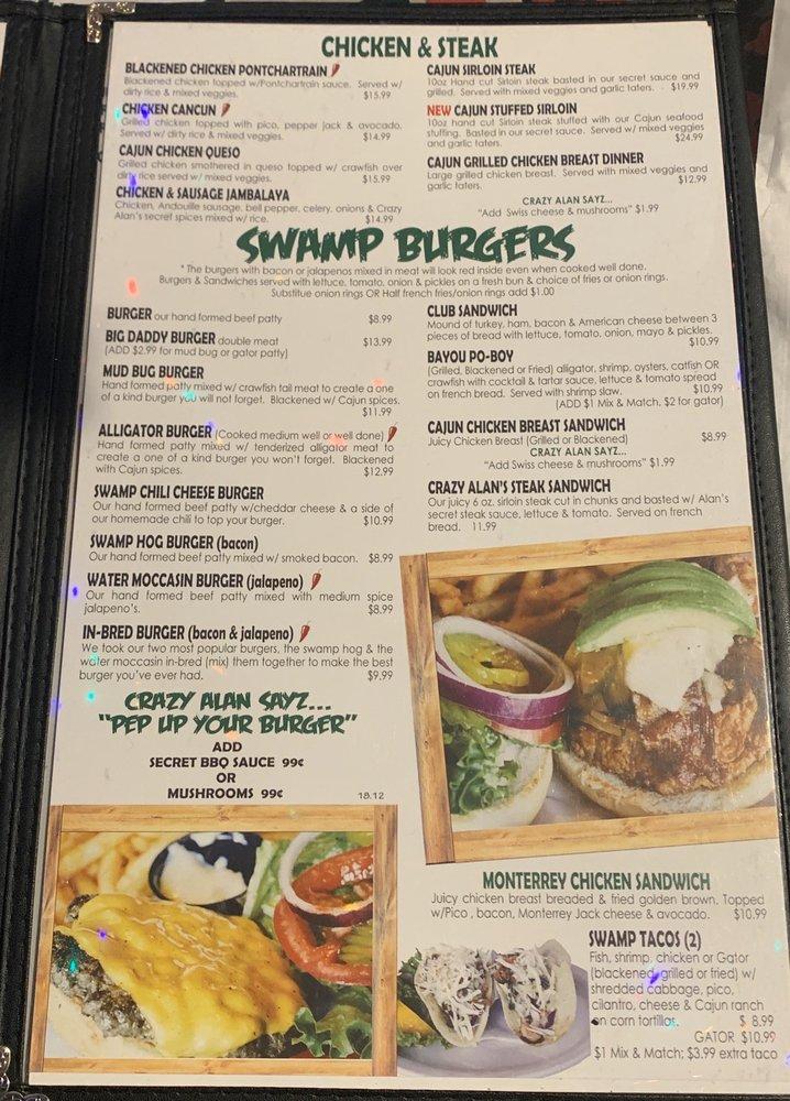 Menu at Swamp shack restaurant, Friendswood