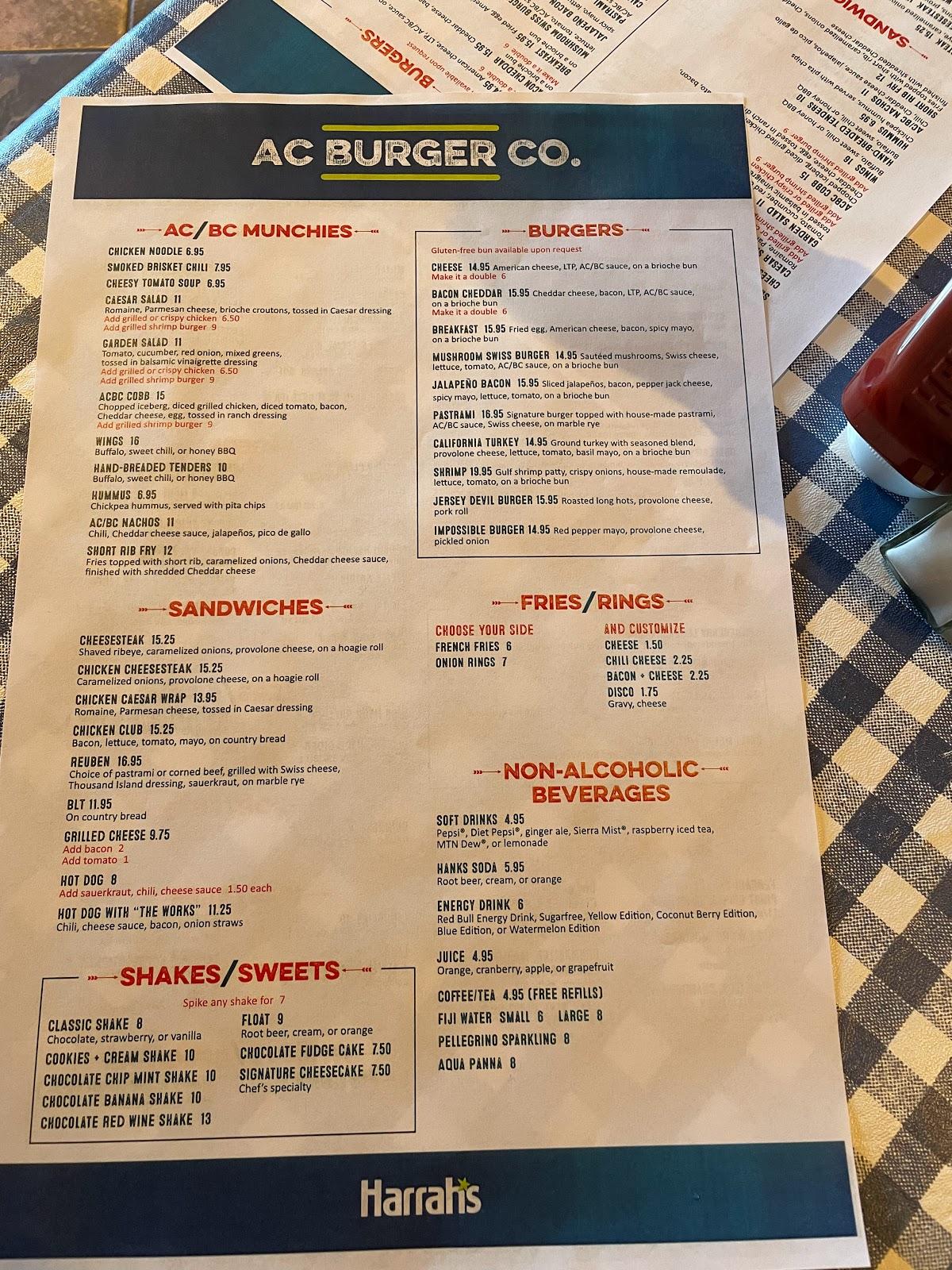 Carta del restaurante AC Burger Co., Atlantic City