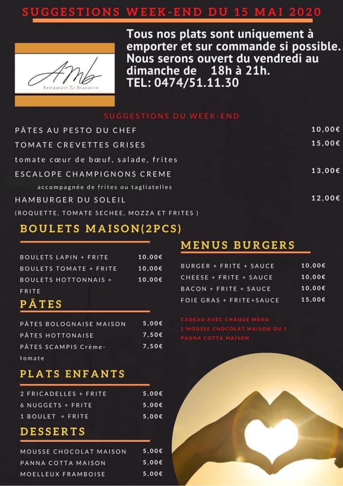 Menu at AM Burger, Hotton