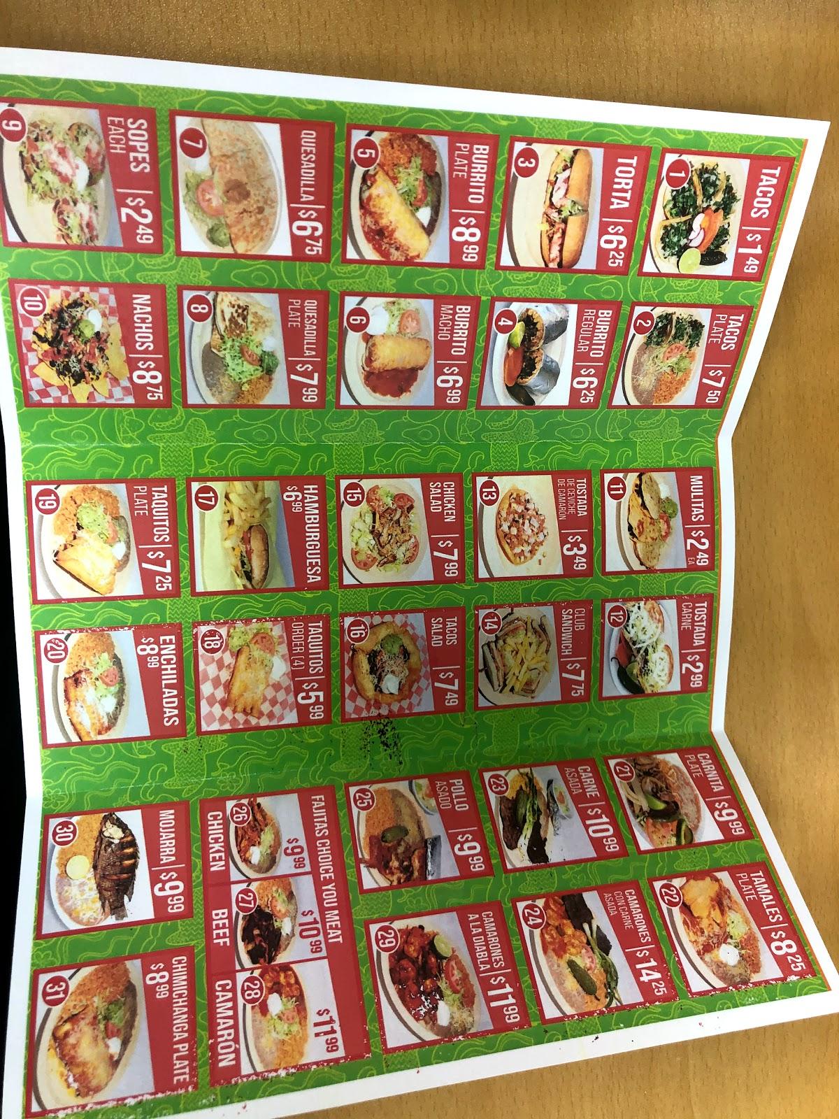 Menu at Don Tapatio Taqueria restaurant, Edmond