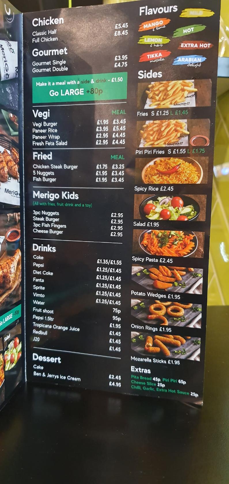 Menu at MeriGo Piri Piri Small Heath restaurant, Birmingham
