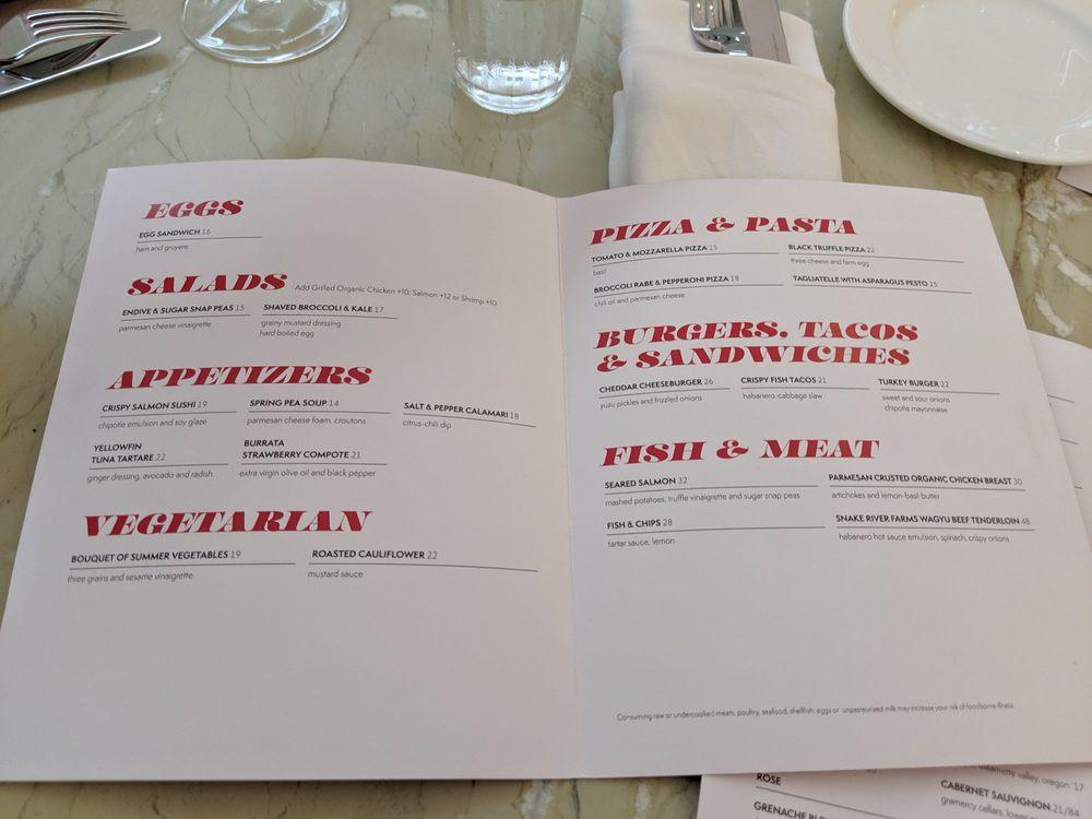Menu at Paris Cafe, New York City, TWA Hotel