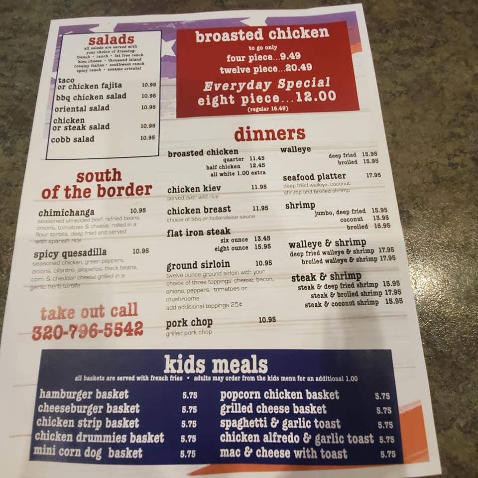 Menu at Spicer American Legion Post #545 pub & bar, Spicer