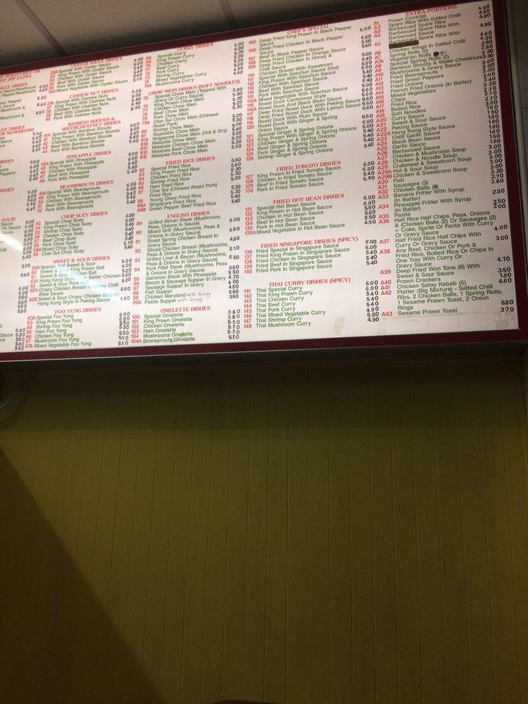 Menu at The Great Wall restaurant, Banbridge