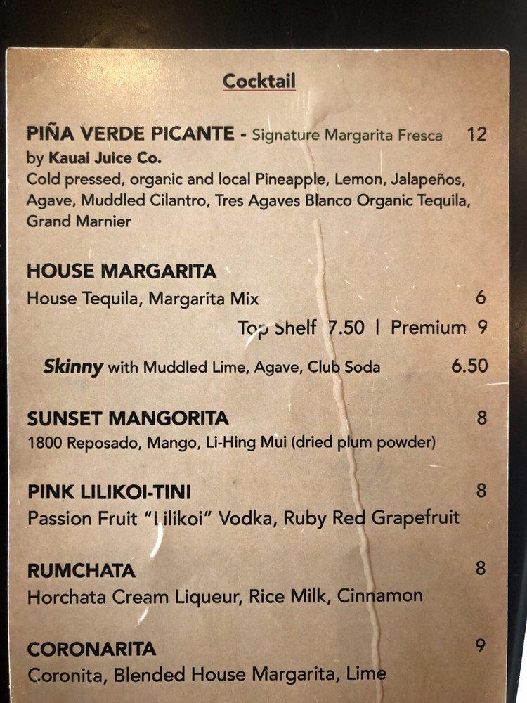 Menu at Verde Restaurant Lihue, Lihue, Nuhou St #501