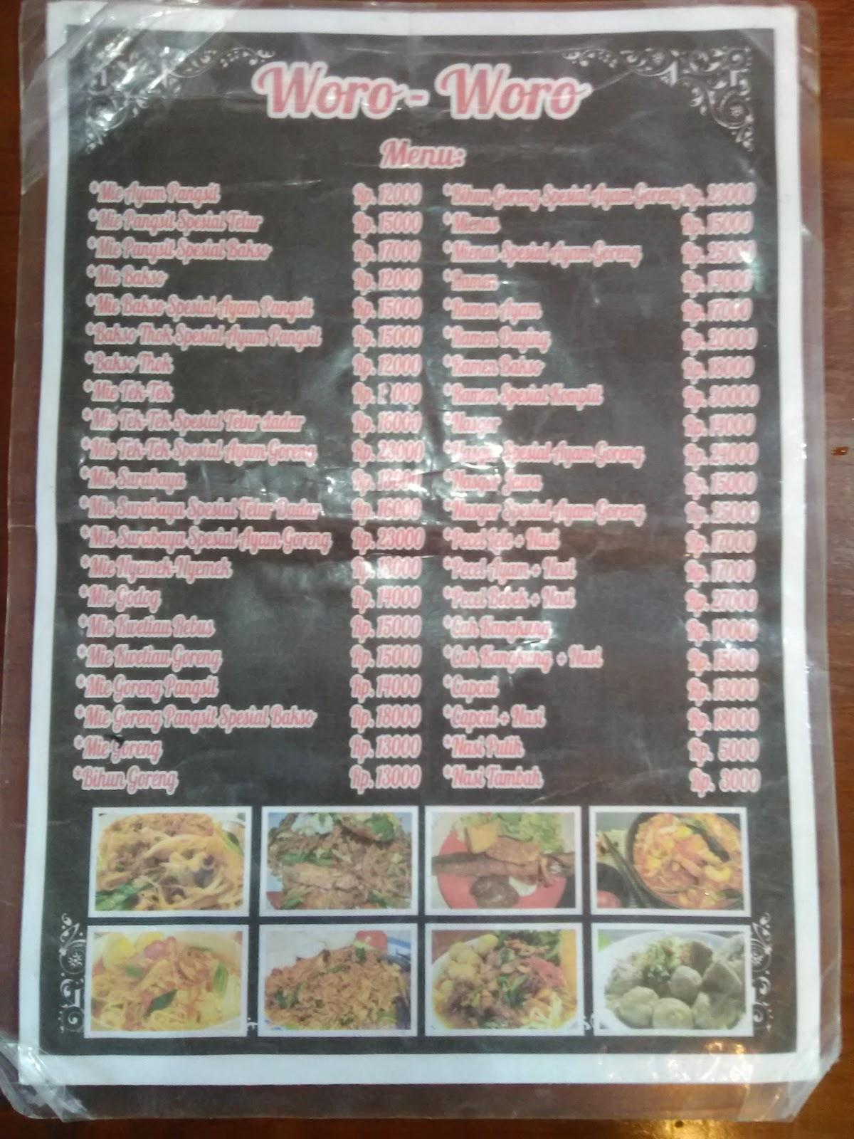 Menu at Warung Lesehan Mas Agus restaurant, Indonesia, Jl. Raya Pakan Kamis